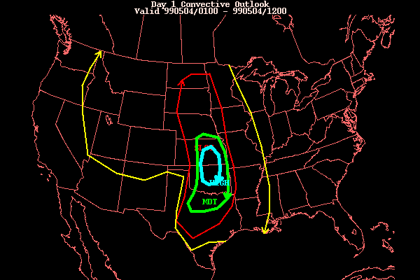 One-day Convective Outlook Graphic for evening of May 3rd